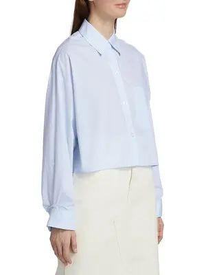 TWP Soon To Be Ex Crop Poplin Shirt - Baby Blue