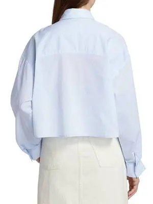 TWP Soon To Be Ex Crop Poplin Shirt - Baby Blue