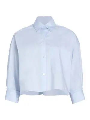 TWP Soon To Be Ex Crop Poplin Shirt - Baby Blue