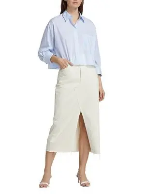 TWP Soon To Be Ex Crop Poplin Shirt - Baby Blue
