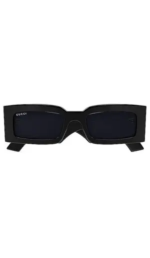 Gucci Gucci Generation Rectangular Sunglasses Shiny Solid Black