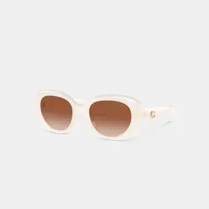 Coach C Hardware Round Sunglasses - Milky Ivory