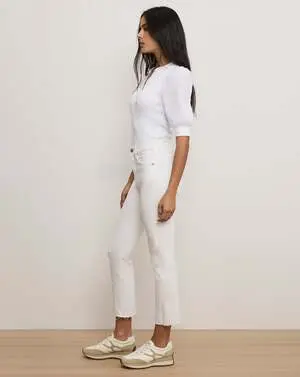Veronica Beard Coralee Puff-sleeve Tee - White