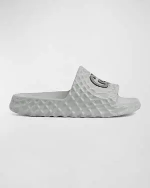 Gucci Water Ripple Textured Rubber Pool Slides - Grey  display picture 1