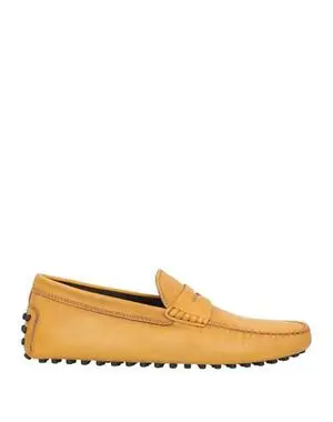 TOD'S Leather Loafers With Logo - Yellow