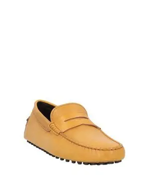 TOD'S Leather Loafers With Logo - Yellow