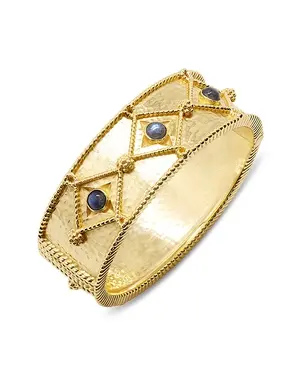 CAPUCINE DE WULF Victoria Hinged Bangle Bracelet - Blue/gold