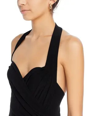 Norma Kamali Cayla Asymmetric Halter Dress
