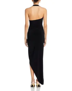 Norma Kamali Cayla Asymmetric Halter Dress