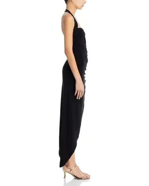 Norma Kamali Cayla Asymmetric Halter Dress