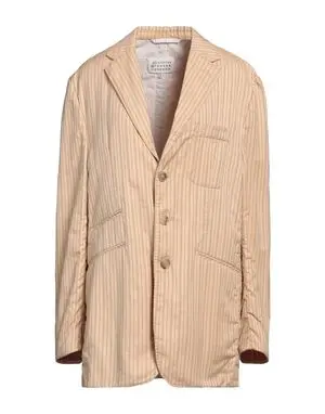 MAISON MARGIELA Pinstriped Single-breasted Blazer - Beige