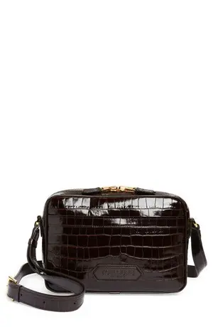 TOM FORD Croc-embossed Leather Messenger Bag - Dark Wood