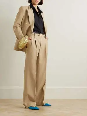 Gucci Pleated Wool-jacquard Trousers - Camel