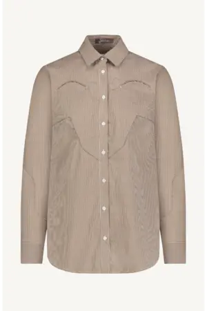 Lela Rose Checked Poplin Ranch Shirt - Brown