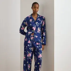 Ralph Lauren Floral Cotton-blend-lawn Sleep Set - Navy
