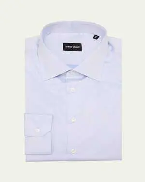 Giorgio Armani Solid Cotton Dress Shirt Medium Blue