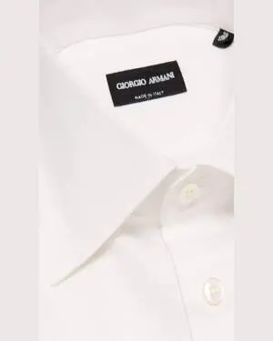 Giorgio Armani Solid Cotton Dress Shirt - White