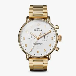 Shinola Canfield Chrono 43mm Bracelet Watch - White