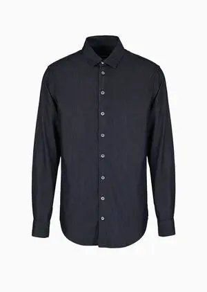 Giorgio Armani Denim Collection Cotton Denim Shirt Dark Blue