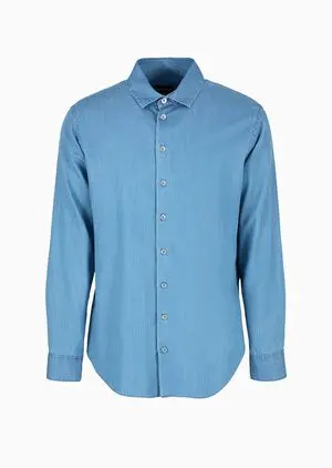 Giorgio Armani Denim Collection Cotton Denim Shirt Light Blue