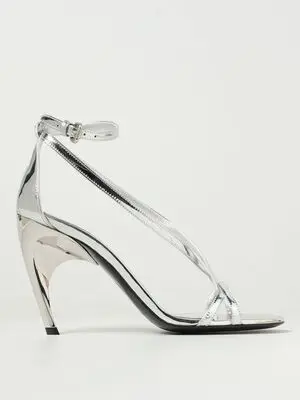 Alexander Mcqueen Silver Lace Up Heels
