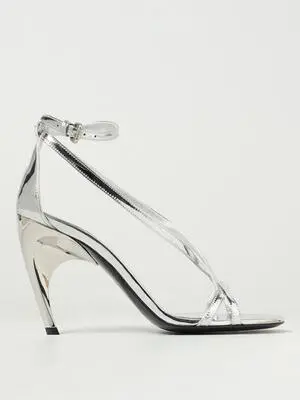 Alexander Mcqueen Silver Tone Sandals For Women