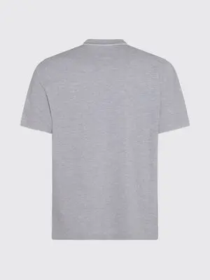 Brunello Cucinelli Short-sleeve Cotton Polo Shirt With Embroidered Crest - Grey