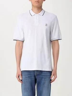 Brunello Cucinelli Short-sleeve Cotton Polo Shirt With Embroidered Crest Pearl