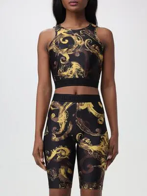 Versace Cropped Top With Print - Black
