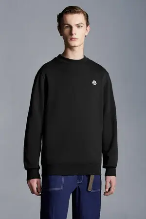 Moncler Logo Patch Crewneck Sweatshirt - Black