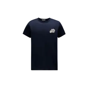 Moncler Double Logo Patch Cotton T-shirt - Blue