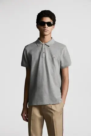 Moncler Logo Patch Polo Shirt Grey