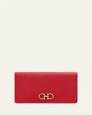 FERRAGAMO Gemini Bifold Leather Wallet Lipstick