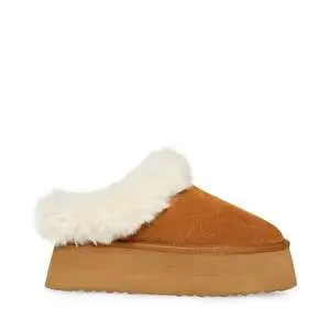 Steve Madden Chaplin Platform Slippers In Tan Suede - Multi