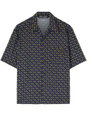 Palm Angels Banana-print Shirt - Blue
