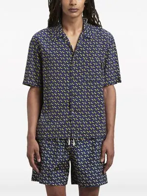 Palm Angels Banana-print Shirt - Blue