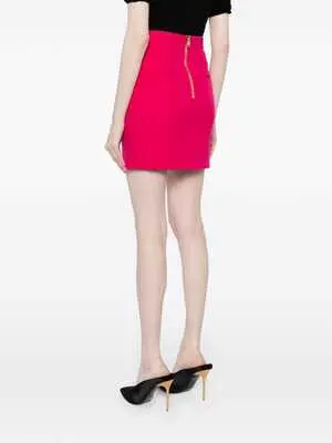 Balmain Button-embellished Virgin Wool Miniskirt - Pink