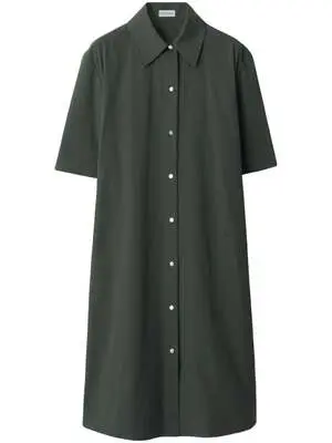 Burberry Straight-point Collar Cotton-blend Dress - Green