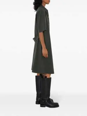 Burberry Straight-point Collar Cotton-blend Dress - Green