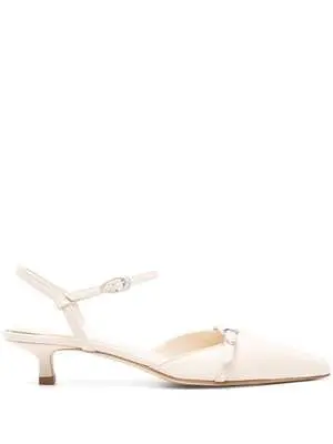 Silver-Tone Studded Pointed Toe Heels