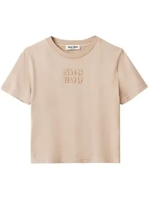 Miu Miu Logo-embroidered T-shirt