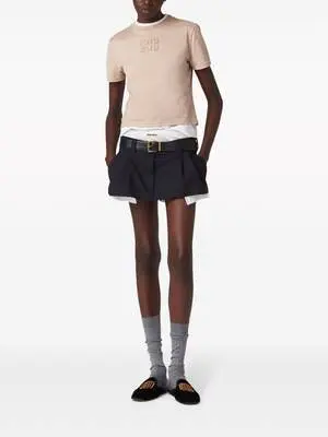 Miu Miu Logo-embroidered T-shirt