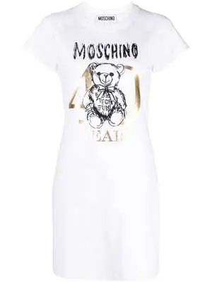 Moschino Teddy Bear-motif Cotton T-shirt Dress - White