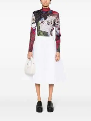 Marni A-line Cotton Midi Skirt - White