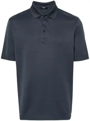 Herno Knitted Cotton Polo Shirt - Blue