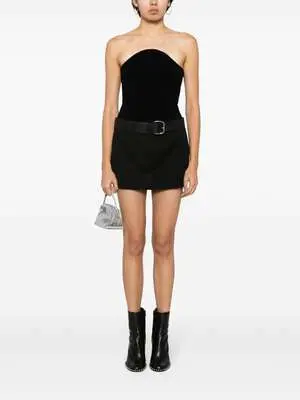 Alexander Wang Leather-belted Wool Miniskirt