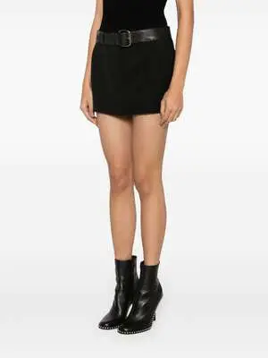 Alexander Wang Leather-belted Wool Miniskirt