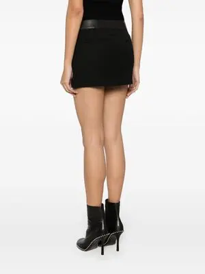 Alexander Wang Leather-belted Wool Miniskirt