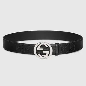 Gucci Belt With Interlocking G Buckle - Black
