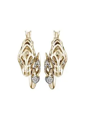 John Hardy 14kt Yellow Naga Hoop Earrings - Gold